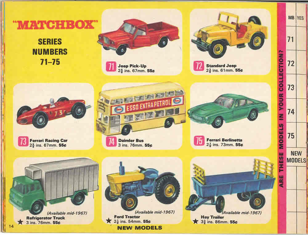 Matchbox Lesney 1967 catalog page 14 rom Frank's Matchbox Lesney pages